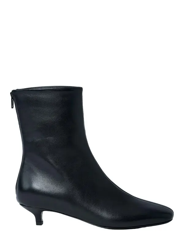 TOTEME Classic Day Leather Ankle Boots - Black