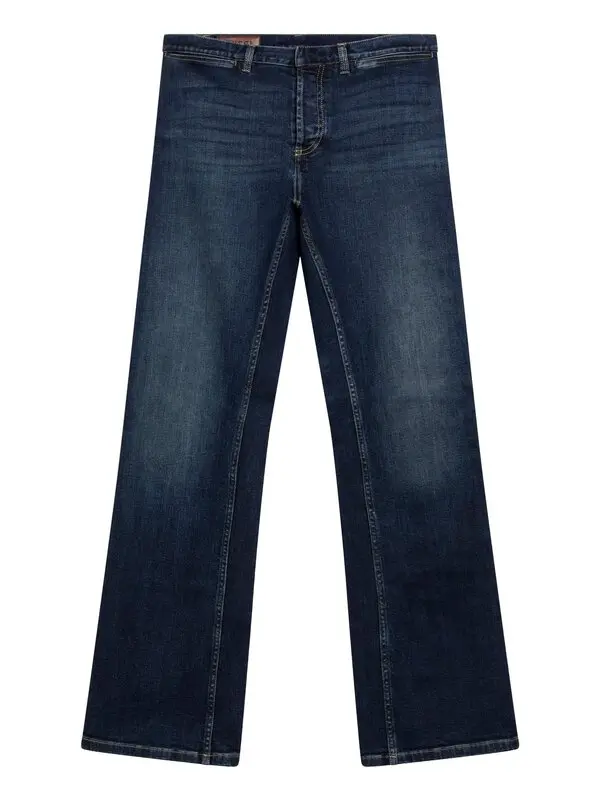 Gucci Low-rise Cotton Denim Web Tape Trousers - Blue