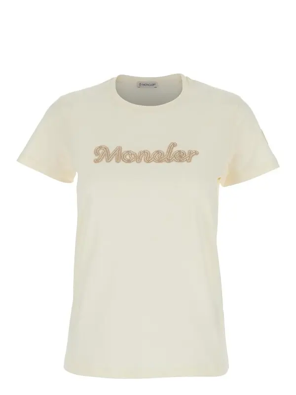 Moncler Embroidered Logo Cotton T-shirt - White