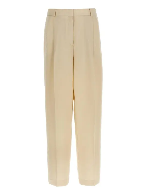 TOTEME Viscose Blend Straight Leg Trousers - White