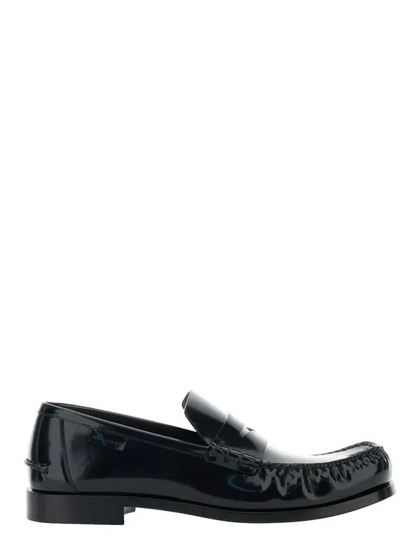 Bottega Veneta Truman' Black Loafers With Side Logo Patch In Leather - Multicolor