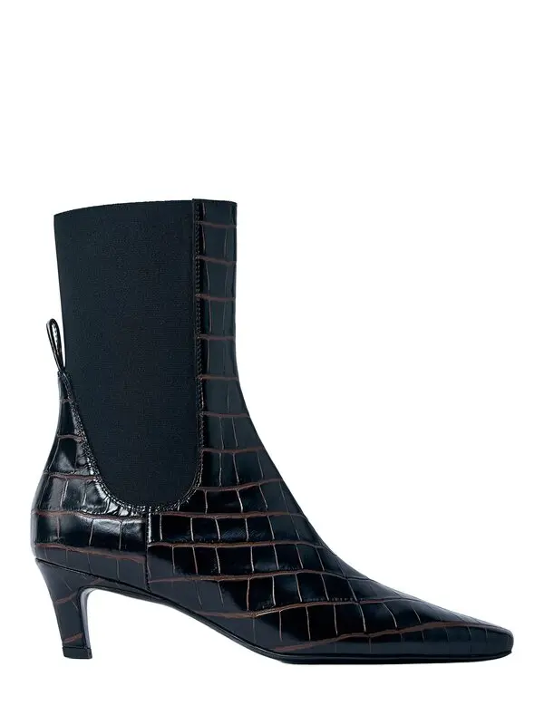 TOTEME Croc-embossed Leather Boots - Brown