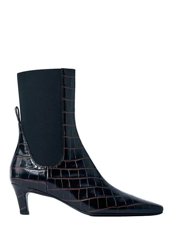 TOTEME Croc-embossed Leather Boots - Brown
