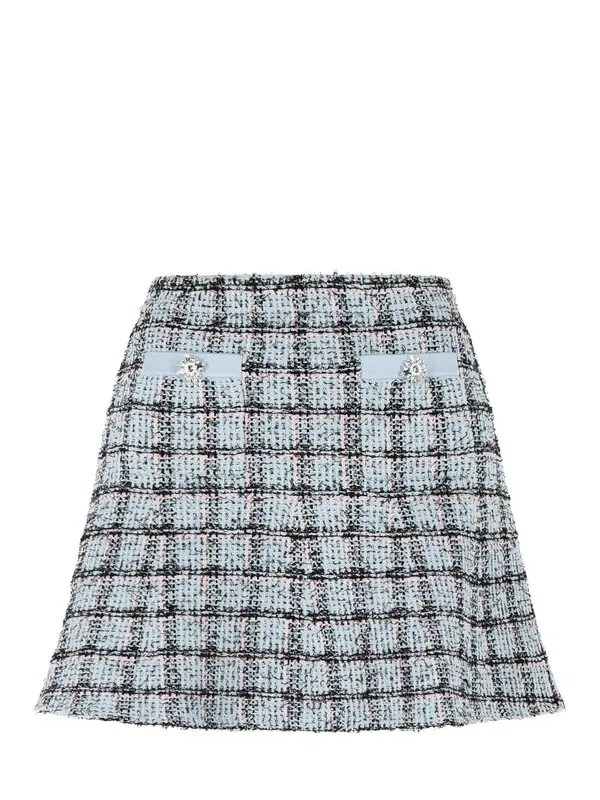 SELF-PORTRAIT Short Skirt In Cotton Blend - Blue