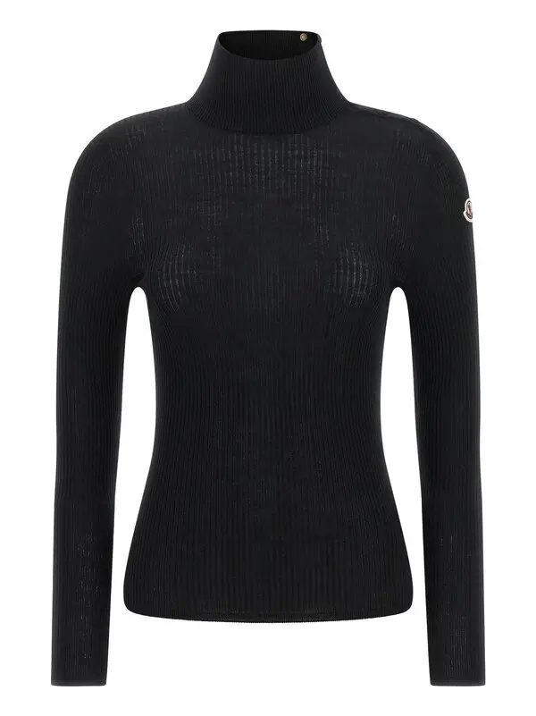 Moncler Logo Turtleneck Sweater - Black
