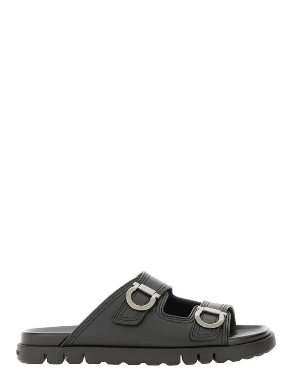 FERRAGAMO Double-strap Sandal - Black