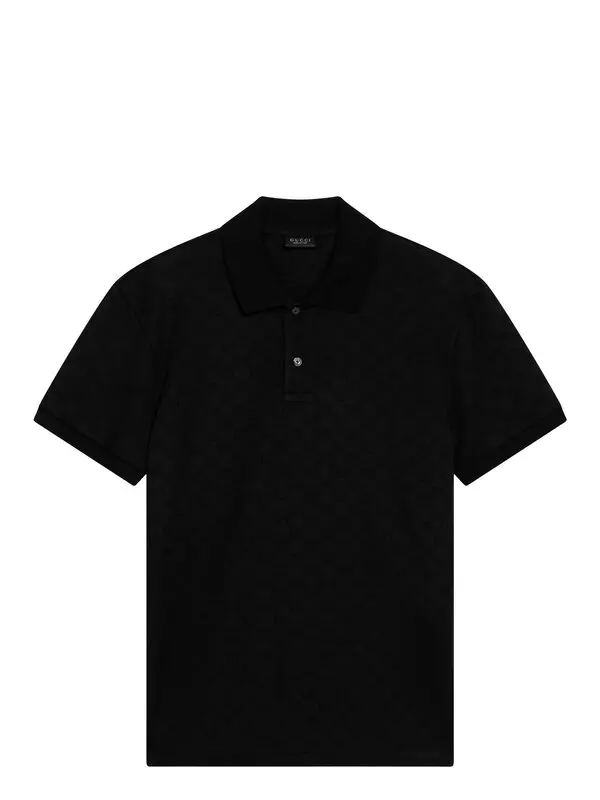 Gucci Gg Jacquard Technical Jersey Polo Shirt - Black