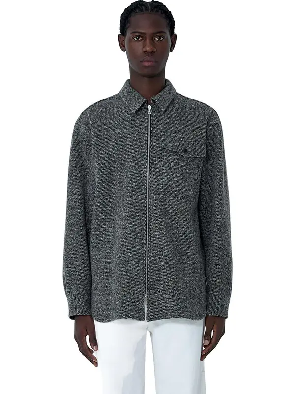 Dries Van Noten Herringbone Zip Jacket - Gray