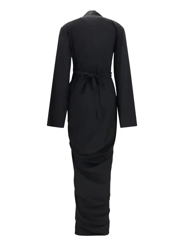Rick Owens Wrap Draped Long Dress - Black