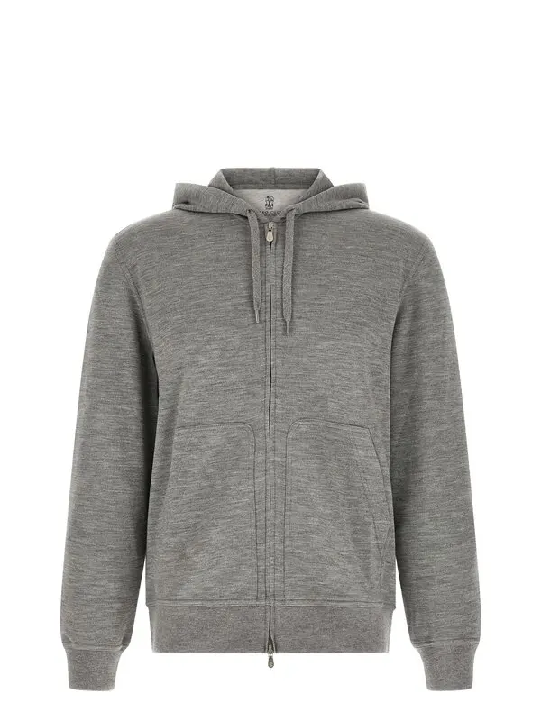 Brunello Cucinelli Cashmere And Silk Hoodie - Gray
