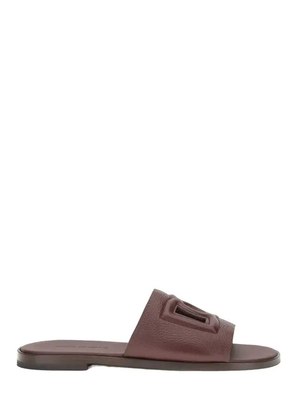 Dolce & Gabbana Grained Leather Sandals - Brown