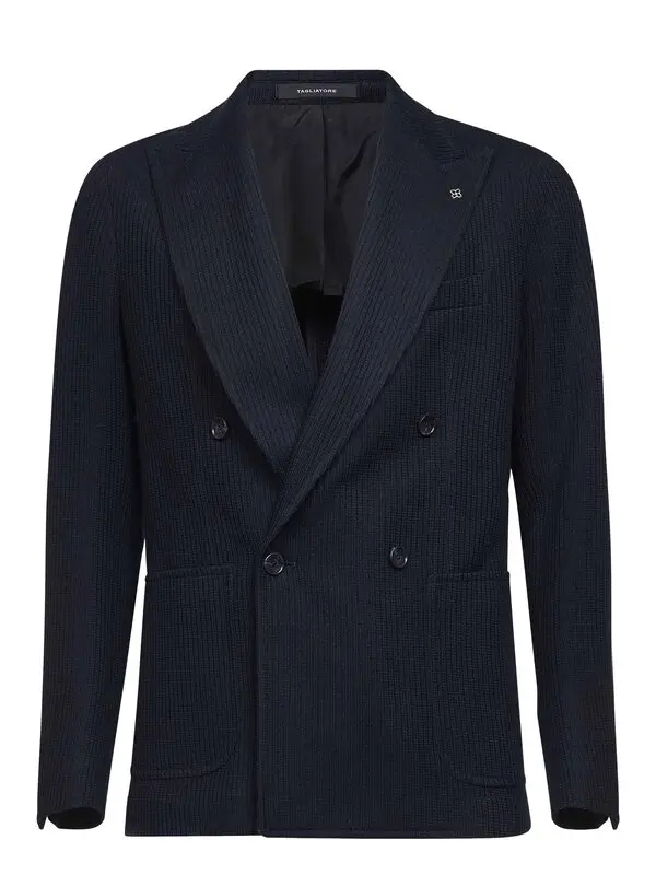 Tagliatore Blue Barré Jersey Double-breasted Balzer - Multicolor