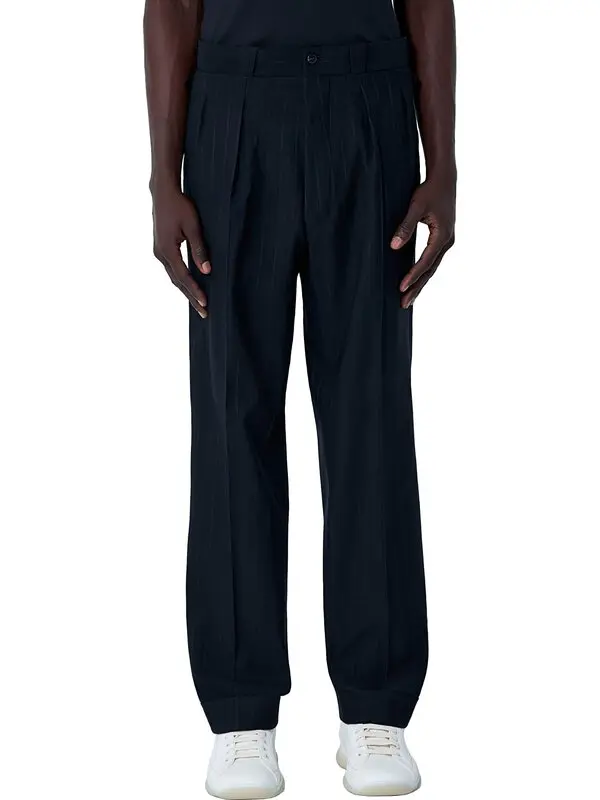 Prada Wool-blend Pinstripe Trousers - Black