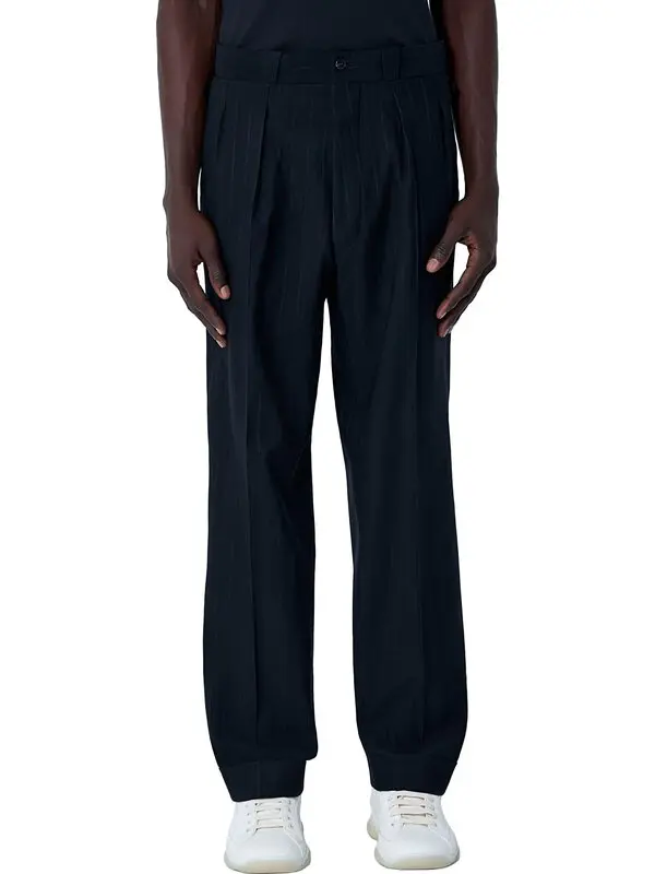 Prada Wool-blend Pinstripe Trousers - Black