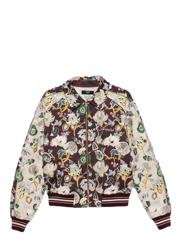 Amiri Floral Embroidered Bomber Jacket - Brown
