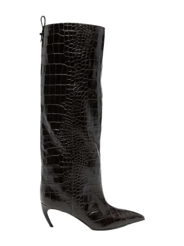 Attico Croc-effect Calf Leather Boots - Brown