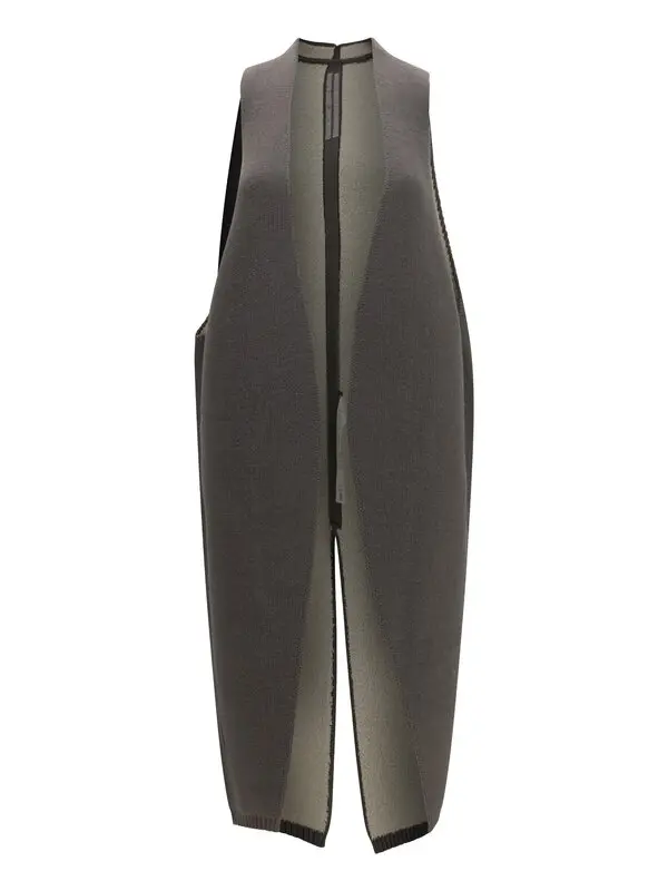 Rick Owens Long Wool And Shearling Vest - Gray