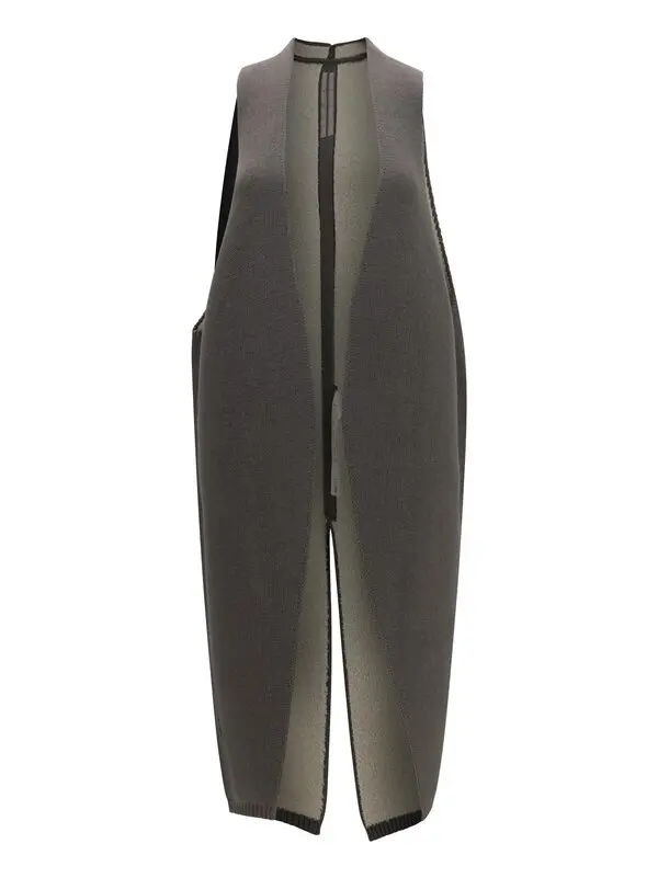 Rick Owens Long Wool And Shearling Vest - Gray