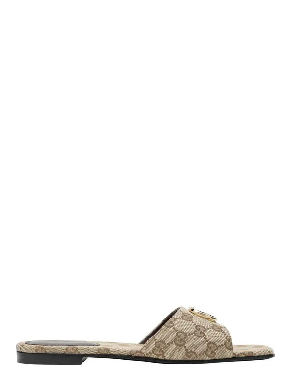 Gucci Gg Canvas Slides - Cream