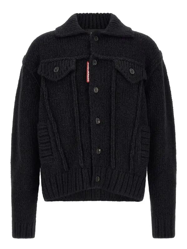 Dsquared2 Logo Patch Cardigan - Blue