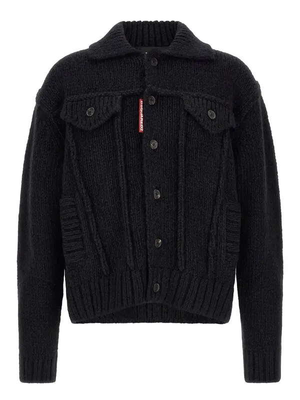 Dsquared2 Logo Patch Cardigan - Blue