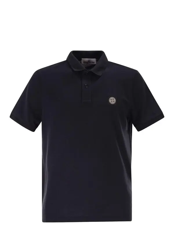 Stone Island Regular Fit Short-sleeved Polo Shirt With Compass Patch - Blue