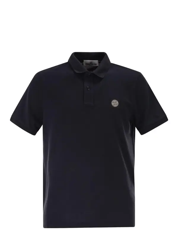 Stone Island Regular Fit Short-sleeved Polo Shirt With Compass Patch - Blue