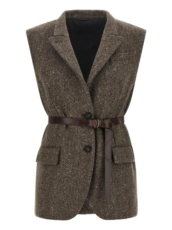 Brunello Cucinelli Mélange Wool Vest - Brown