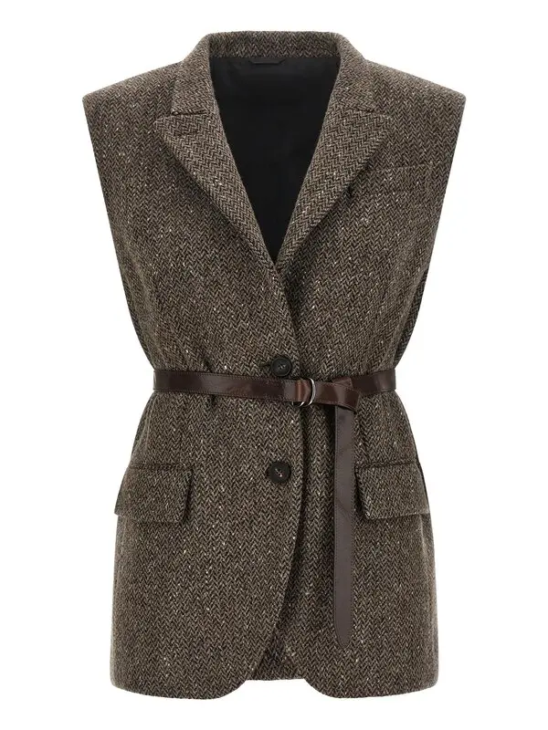 Brunello Cucinelli Mélange Wool Vest - Brown