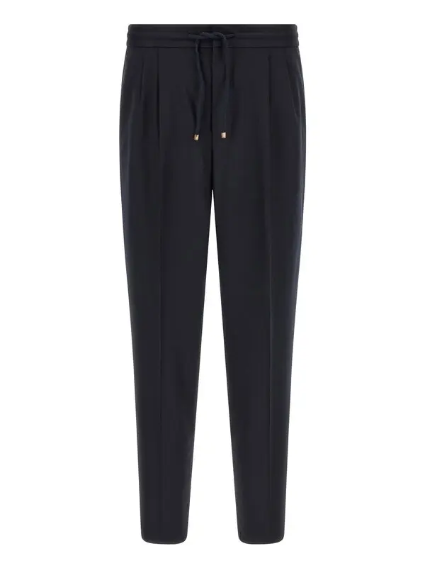 Brunello Cucinelli Wool Flannel Pants - Blue