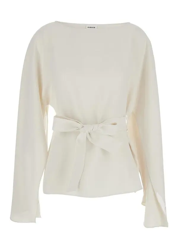 P.a.r.o.s.h Cady Crew Neck Blouse With Bow Detail - Multicolor