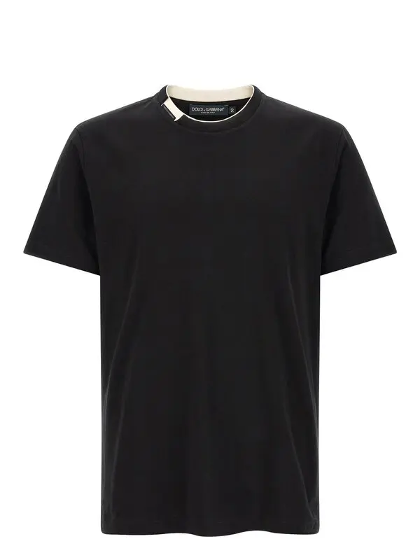 Dolce & Gabbana Double-layer Collar T-shirt - Black