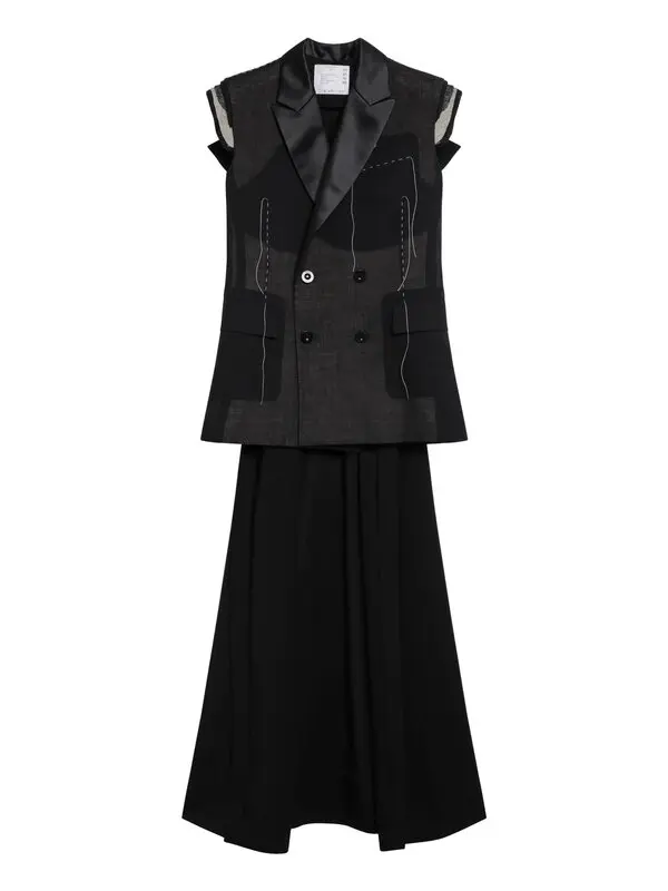 Sacai Wool Organza Vest - Black