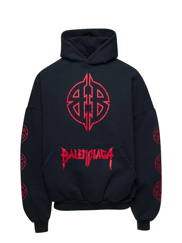 Balenciaga Cotton Stretch Maxi Logo Hoodie - Multicolor