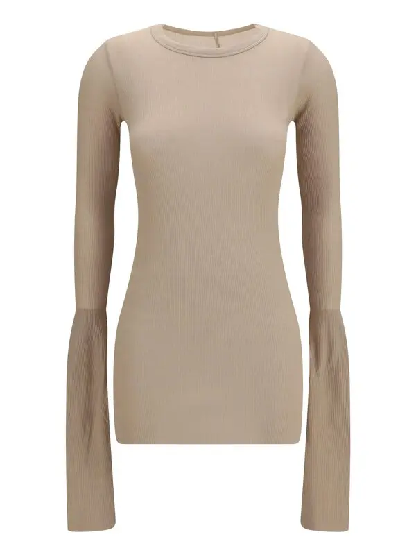 Rick Owens Ribbed Knit Long-sleeve Top - Cream
