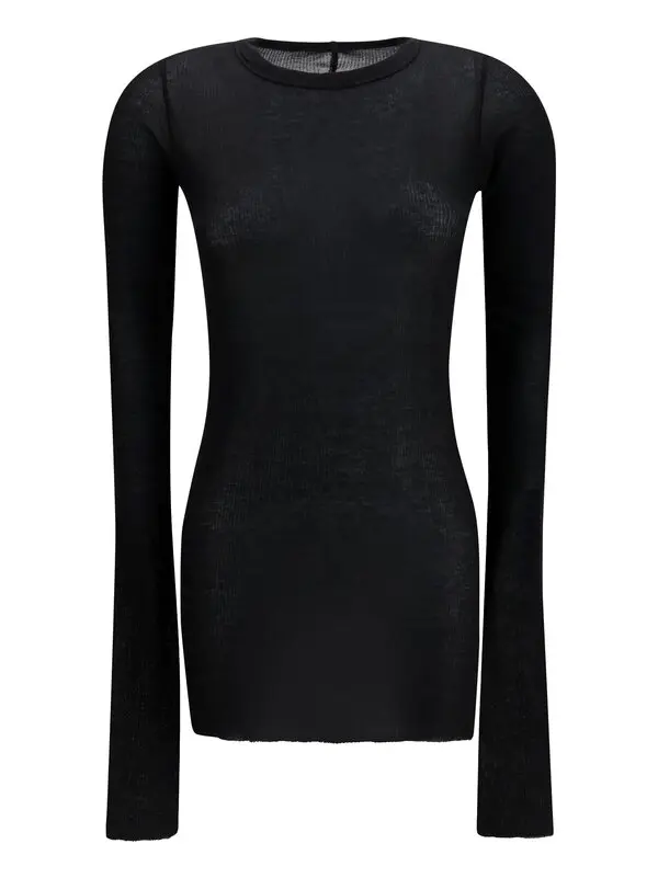 Rick Owens Ribbed Knit Long-sleeve Top - Black