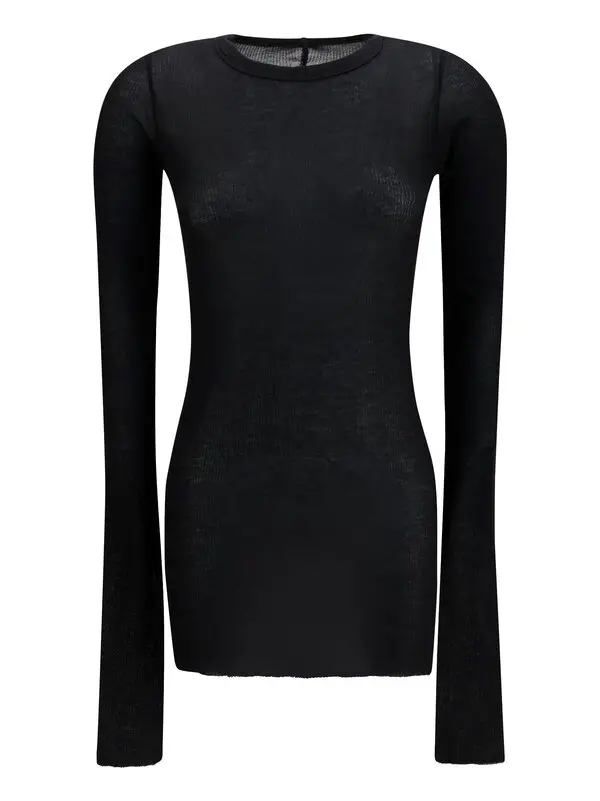 Rick Owens Ribbed Knit Long-sleeve Top - Black