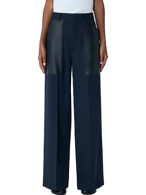 Bottega Veneta Compact Wool And Cotton Twill Pants - Blue