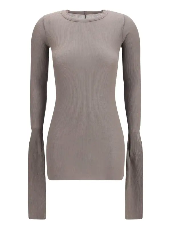Rick Owens Long-sleeve Ribbed Knit Top - Gray