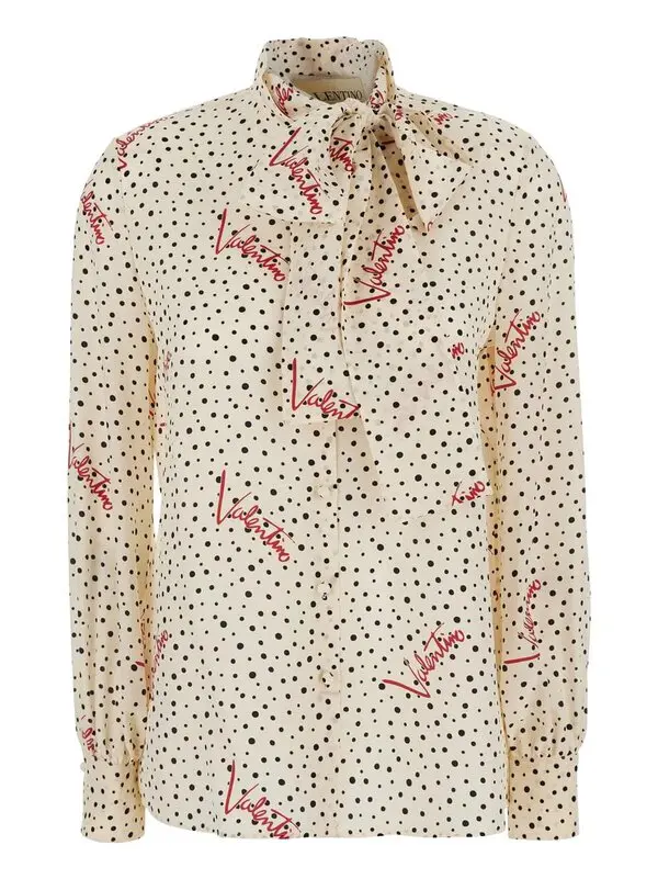 Valentino Garavani Polka Dot Silk Blouse With Bow Detail - Multicolor