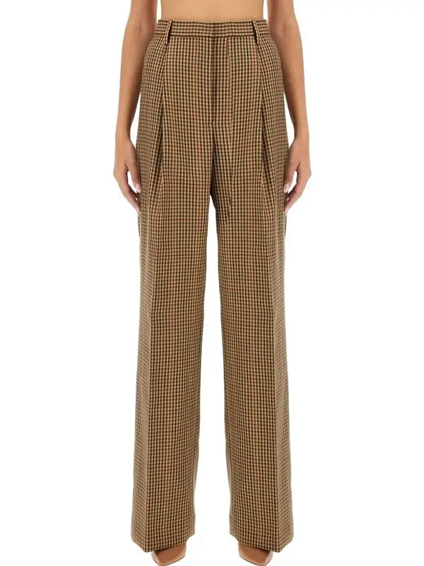 Dries Van Noten Wool Check Pattern Trousers - Brown