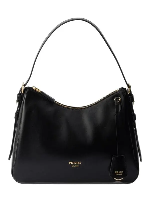 Prada Aimée Leather Shoulder Bag - Black