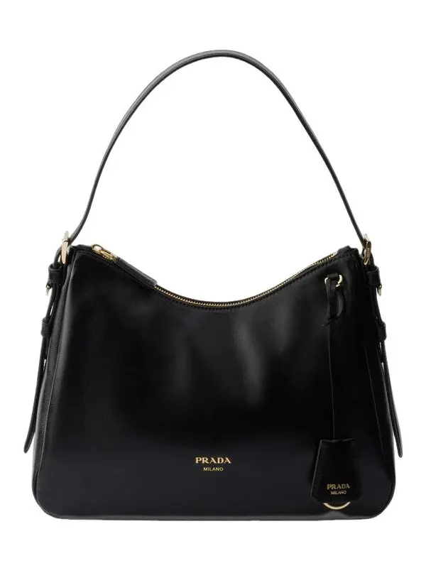 Prada Aimée Leather Shoulder Bag - Black