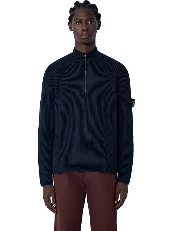 Stone Island Half-zip Logo Sweater - Blue