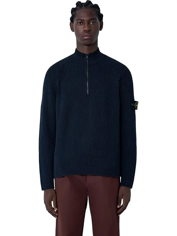 Stone Island Half-zip Logo Sweater - Blue
