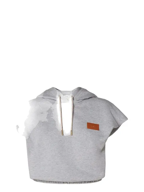 Fendi Grey Cropped Sleeveless Jersey Top - Gray