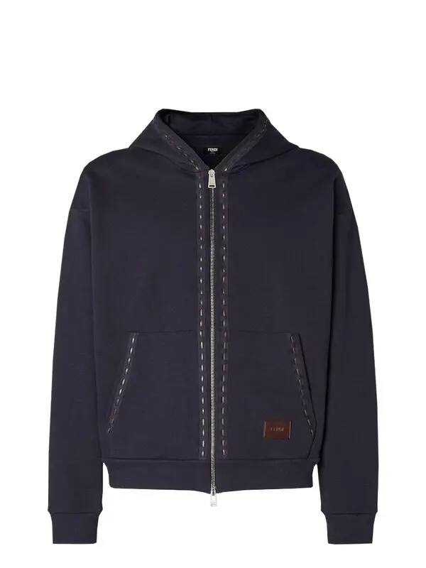 Fendi Cotton Zip-up Hoodie - Blue