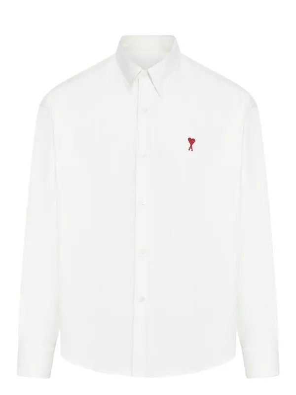 AMI Paris White Cotton Button-down De Coeur Shirt - Multicolor