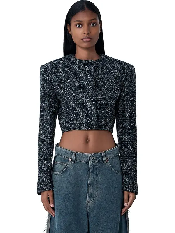 DIESEL® Tweed Crop Jacket - Black