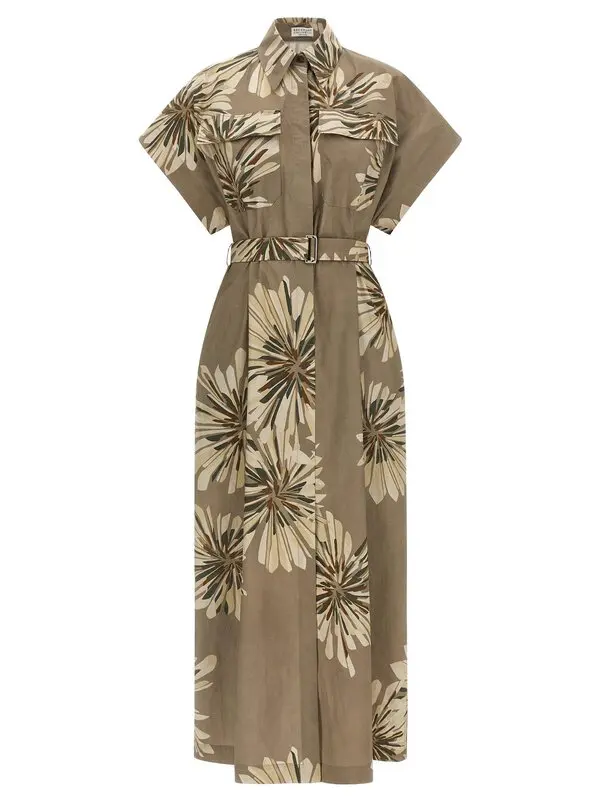 Brunello Cucinelli Cotton Poplin Dress - Green